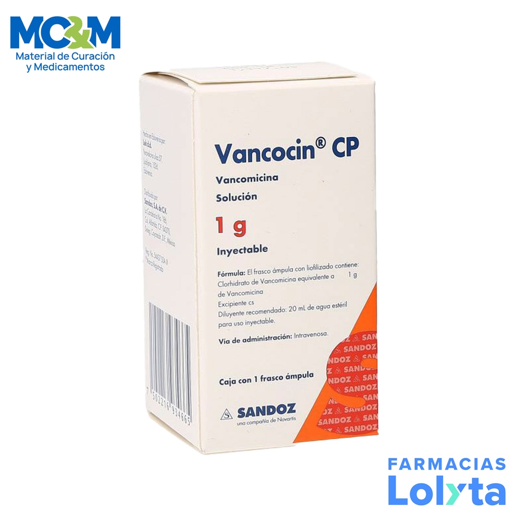 VANCOCIN CP SOL INY 1 G VANCOMICINA LAB SANDOZ | Website Farmacias Lolyta